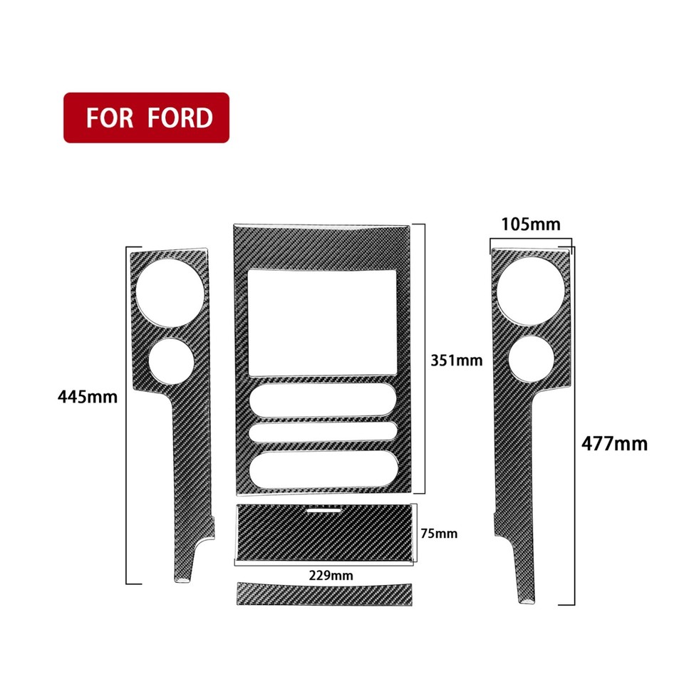 5Pcs Real Carbon Fiber Center Console Panel Cover Trim For Ford F150 ...