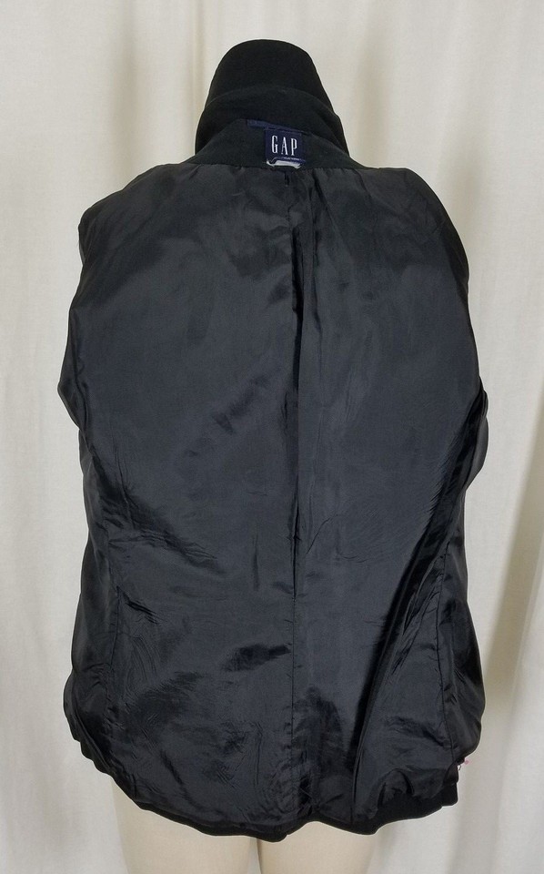 Gap Stretch Black Half Belted Back Full Button Up Jacket Womens 8 Apron ...