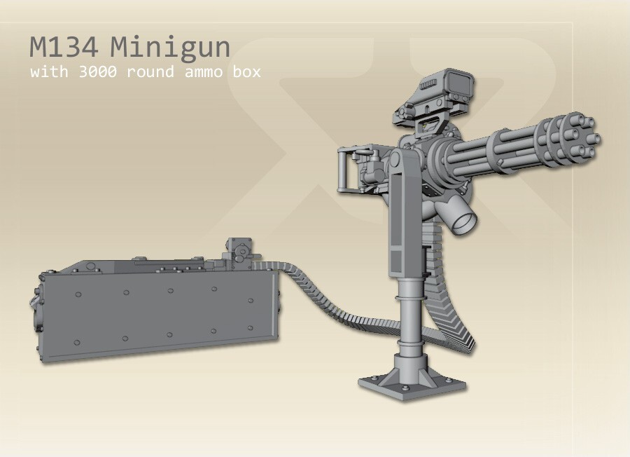 M134 Minigun on fixed mount - 1/35, 1/32, 1/24, 1/18, 1/16 resin model ...