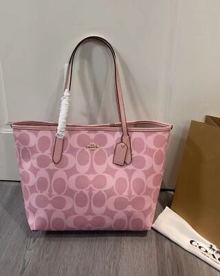 2025 Coach City Tote Bag in Signature Canvas Powder Pink CAL49 | eBay