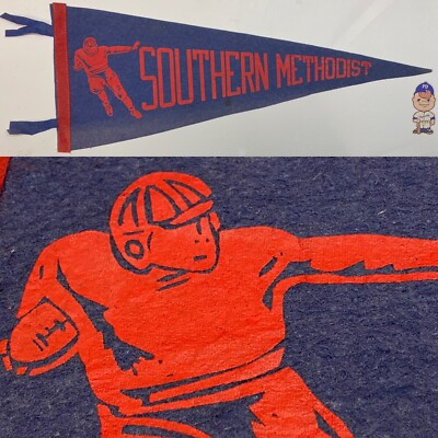 Vintage Southern Methodist Mustang SMU Texas University Pennant 11x28 ...