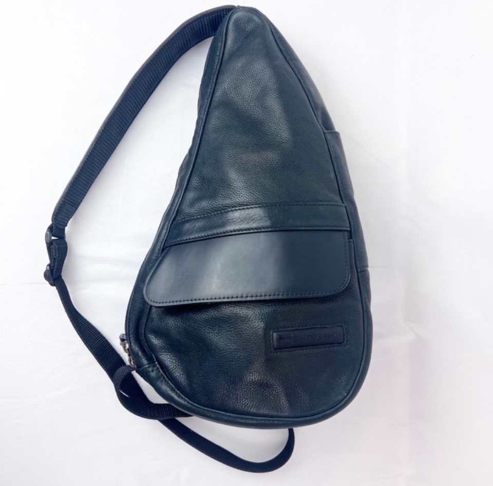 L.L. Bean Men’s Black Leather Ameribag Healthy Crossbody Sling Bag Traveler Bag | eBay