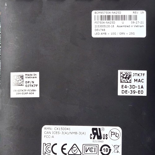 Dell JTK7F Broadcom 57504 Quad Port SFP28 25GbE OCP 3.0 Network Card | eBay