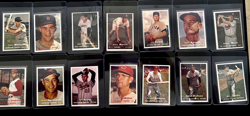 🔥 1957 TOPPS Complete Set (407) - 14 Graded HOFs! Mantle Mays Aaron ...