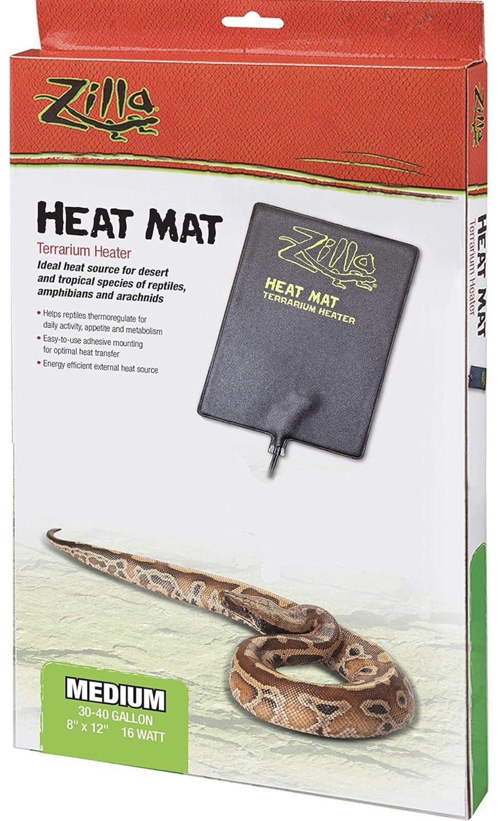 Reptile Heat Mat - Zilla Heat Mat Medium 30-40 Gallon. Snakes, Lizards ...