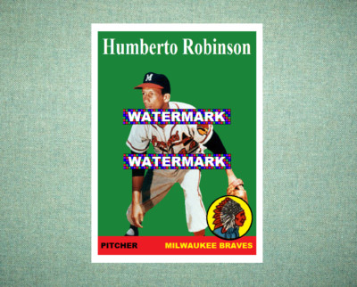 Humberto Robinson Milwaukee Braves 1958 Style Custom Baseball Art Card ...