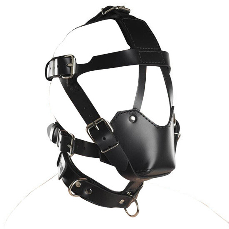 Bondage Head Harness Hood Muzzle with Ball Gag Breathable Open Mouth ...