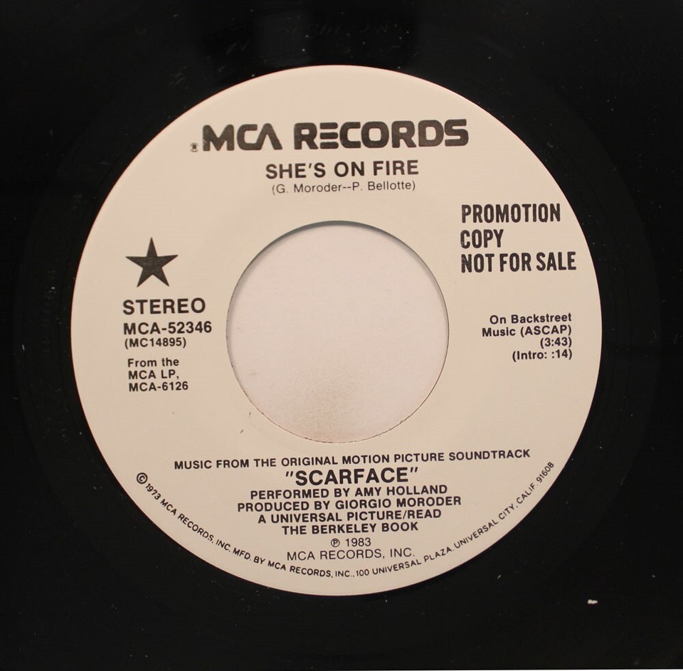 Scarface Soundtrack Promo Nm! 45 Amy Holland - She'S On Fire / She'S On ...