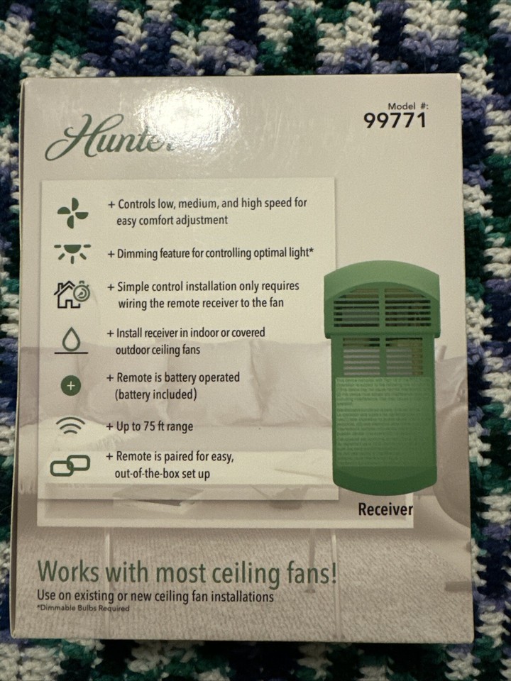 Hunter Ceiling Fan Remote Wall Control: Dimming Feature -White- Model ...