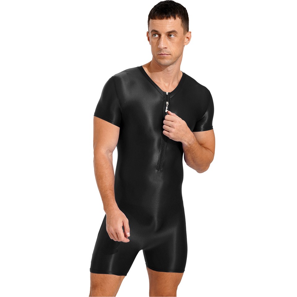 Men One-piece Wrestling Singlet Bodysuit Short Sleeve Boxer Jumpsuit ...
