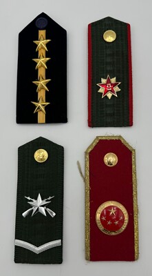 LOT 4 Vintage Chinese PLA Army Officer Insignia Uniform Shoulder Board ...