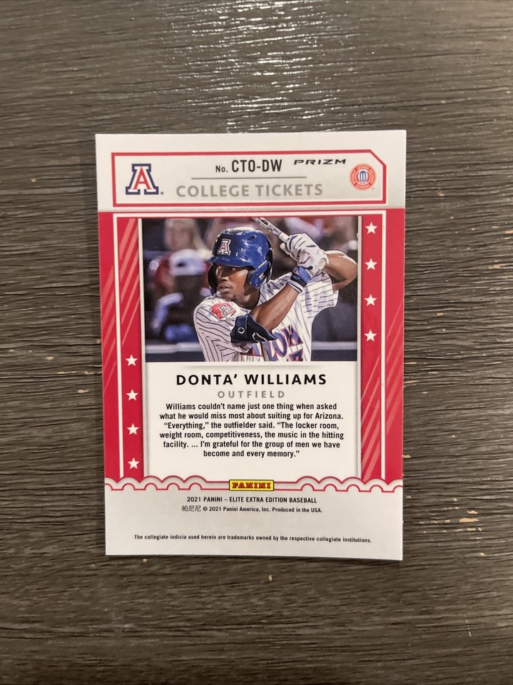 2021 Panini Elite Extra Edition-College Ticket Prizm-Donta’ Williams # ...