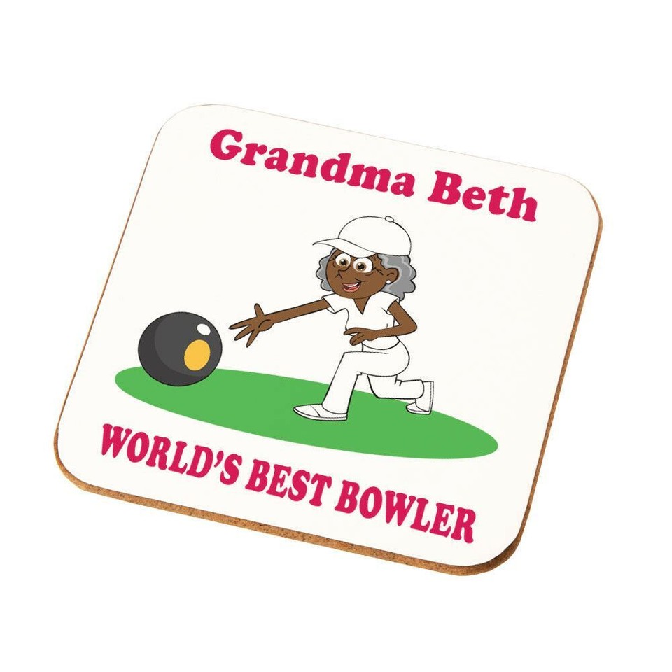 Personalised Bowling Coaster Gift For Grandma Ladies Bowler Lawn Bowls ...