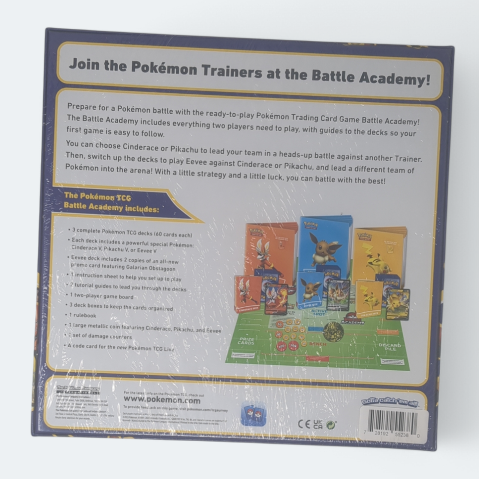 Pokémon TCG Battle Academy Board Game - Cinderace, Pikachu, Eevee Decks ...