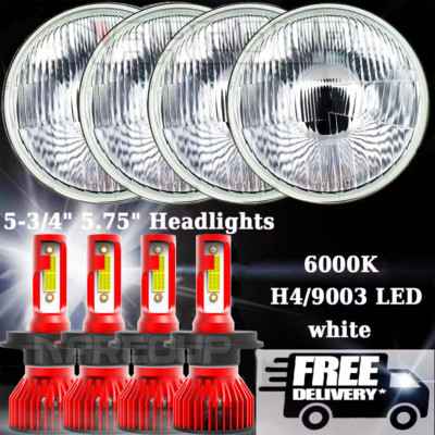 4PCS 5.75" Halo LED Headlights Hi-Lo Beam For Mercedes-Benz 380SL 450SL ...