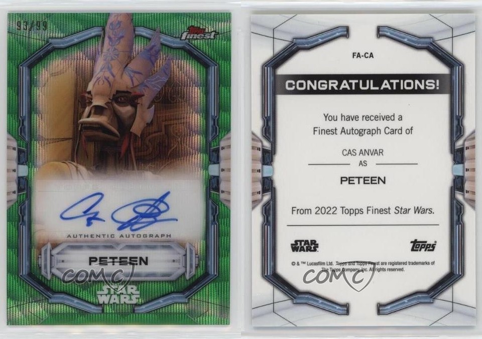 2022 Finest Star Wars Green Wave Refractor 93/99 as Peteen Cas Anvar ...