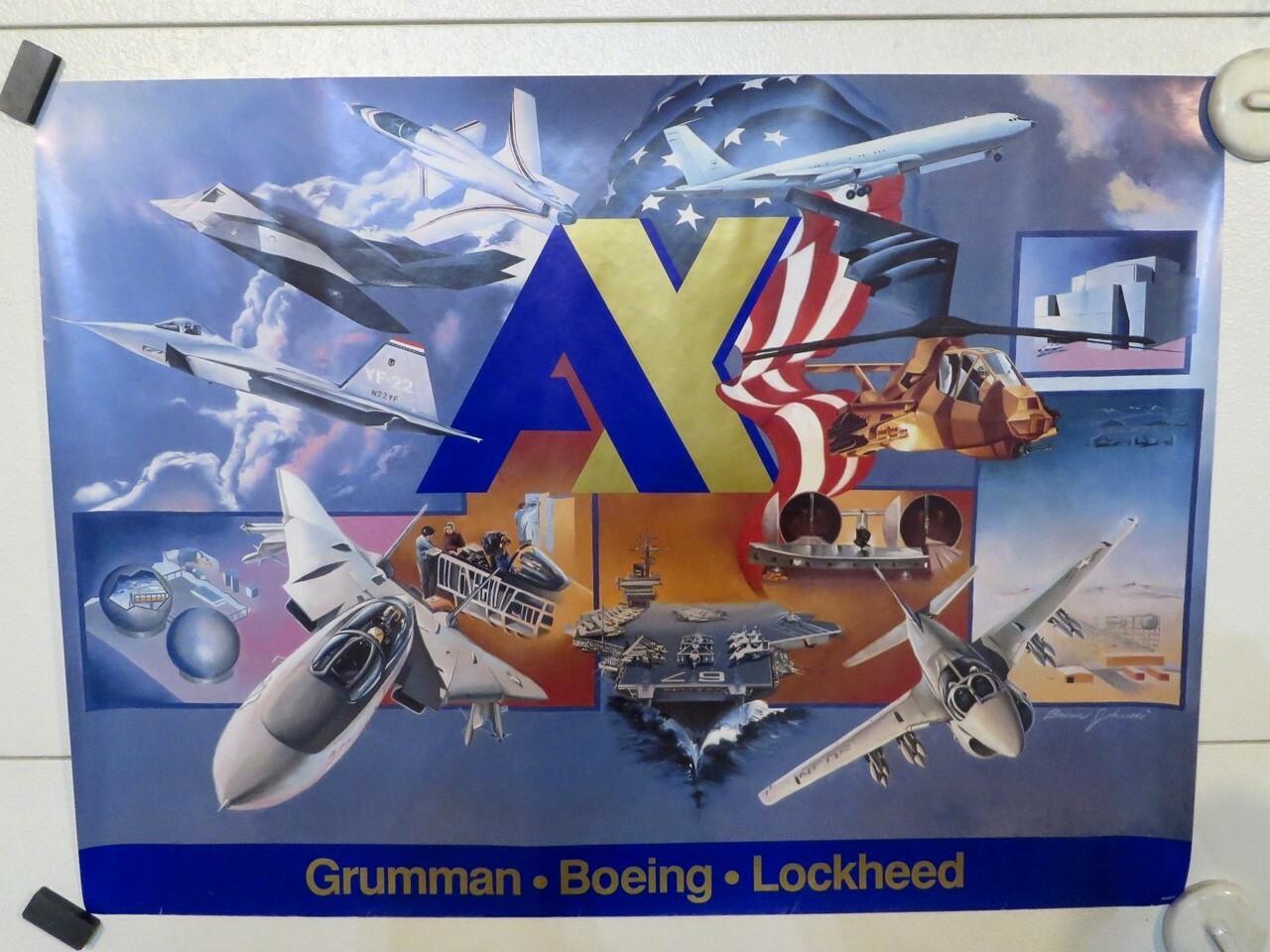 1990s Grumman Boeing Lockheed Poster Brian Johnson Art 30x22 | eBay