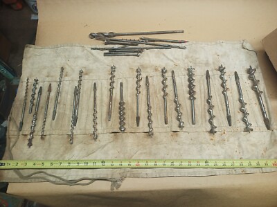 Vintage Canvas Carpenter Roll Set Brace Auger Bits for the apocalypse ...