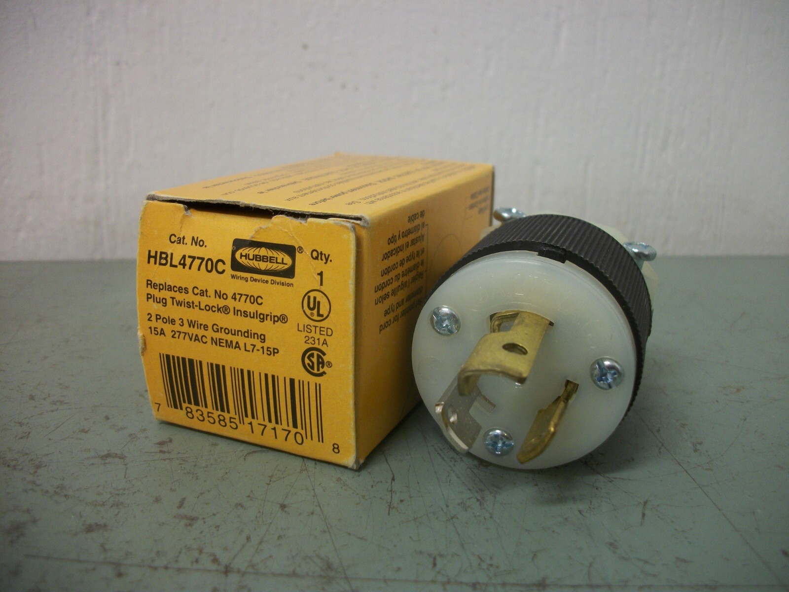 HUBBELL TWIST-LOCK PLUG HBL4770C 15AMP 277VOLT 2P 3W+G NIB | eBay