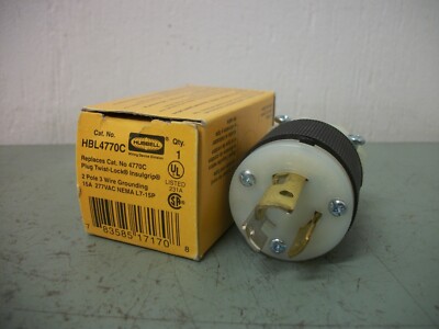 HUBBELL TWIST-LOCK PLUG HBL4770C 15AMP 277VOLT 2P 3W+G NIB | eBay