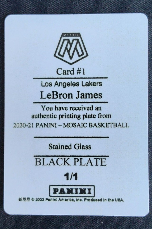 2020-21 Panini Mosaic Lebron James #1 Stained Glass SSP Black Printing ...