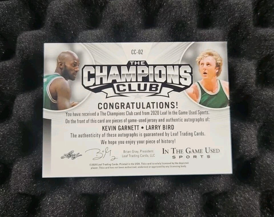 Larry Bird auto jersey Kevin Garnett autograph Dual Game Used Auto #/5 ...