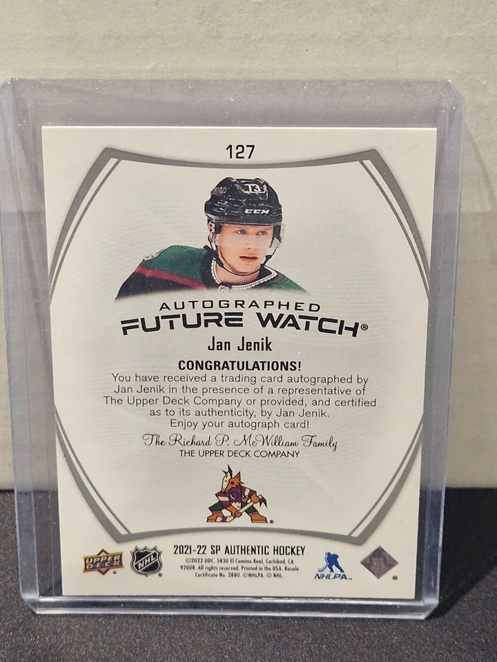 2021-22 SP Authentic - Autographed Future Watch #127 Jan Jenik 277/999 ...