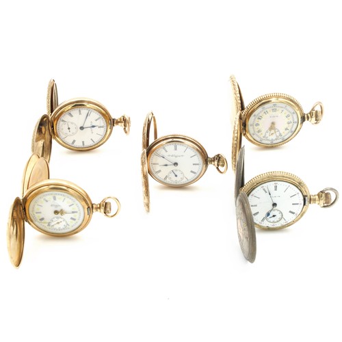 1899-1915 Elgin 0s 7j-15j Double Hunter Case Pocket Watches Lot of 5 # ...