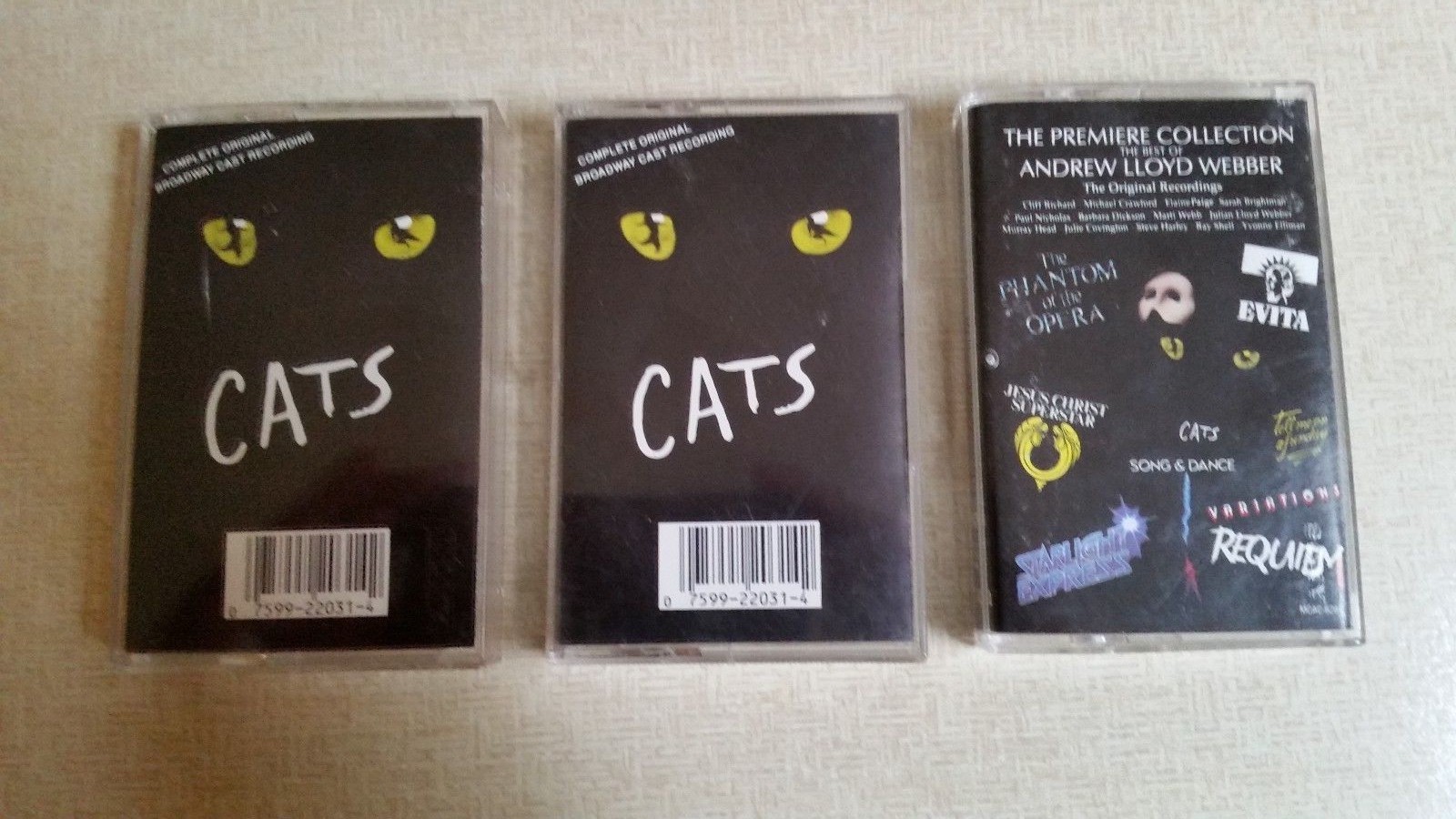 LOT OF 3 ORIG. CASSETTE TAPES CATS ACT ONE & TWO & BEST OF ANDREW LLOYD ...