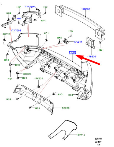 Pare choc arrière neuf land rover range rover evoque l538 lr074961 ...