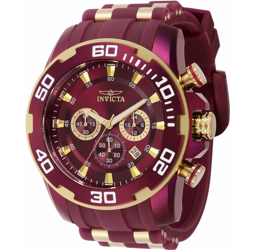 Invicta 40716 Mens Pro Diver Scuba Burgundy Silicone/Gold-Tone ...