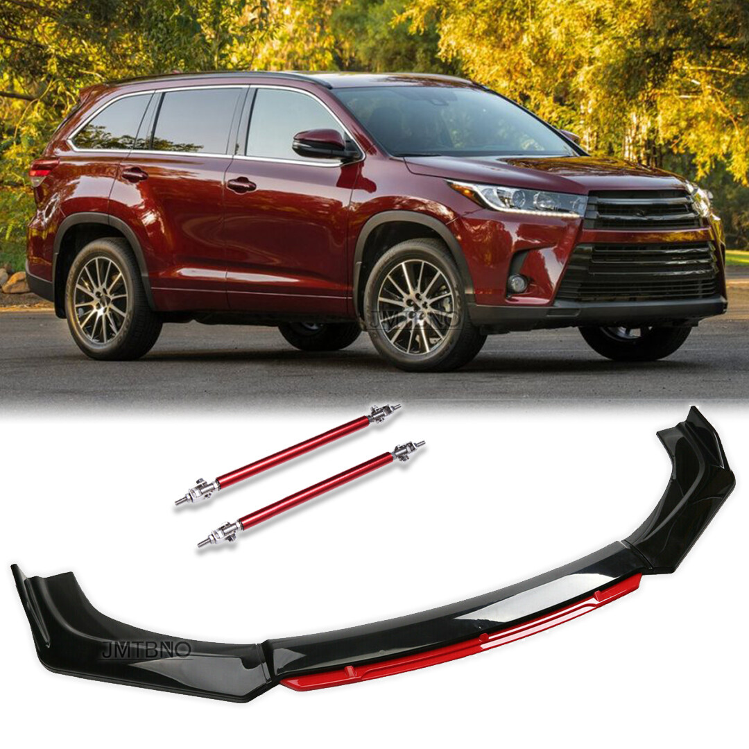 4Pcs Front Bumper Spoiler Lip Splitter Body Kit+Strut Rods For Toyota ...