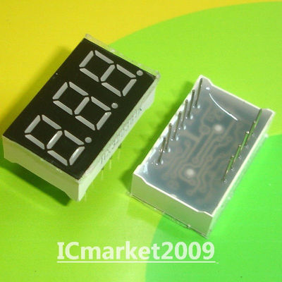 10 PCS 3 Digit 0.36 inch RED NUMERIC LED DISPLAY COMMON CATHODE 3 Bit ...