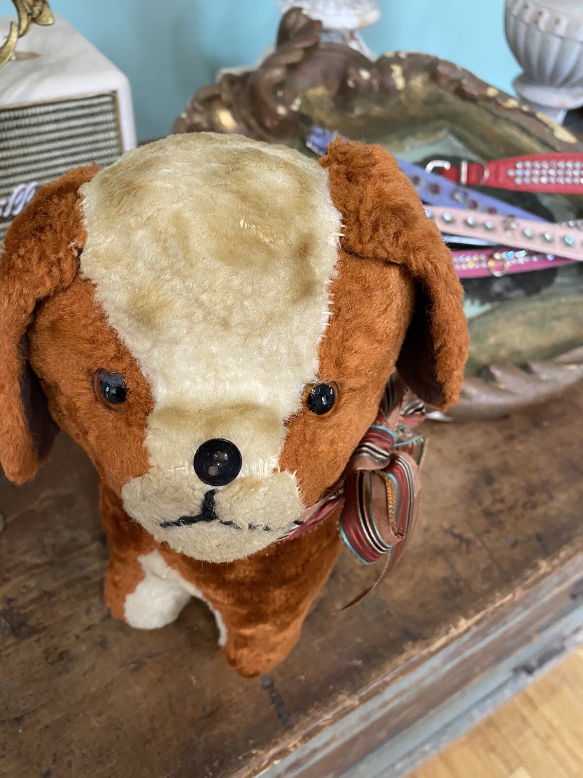 1950’s Vintage Stuffed Dog Bell In Ear Rust And Tan Blonde Charming | eBay