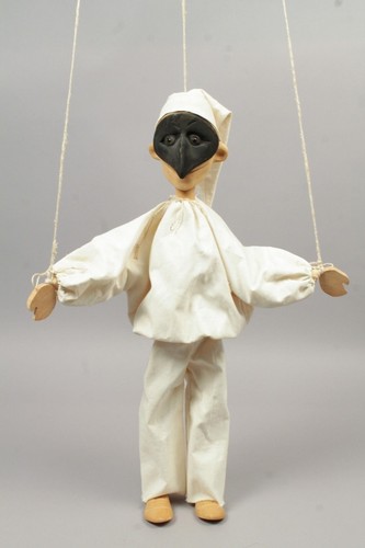 Vintage Mid 20c Italian Masked Pulcinella Handmade Wooden Marionette ...