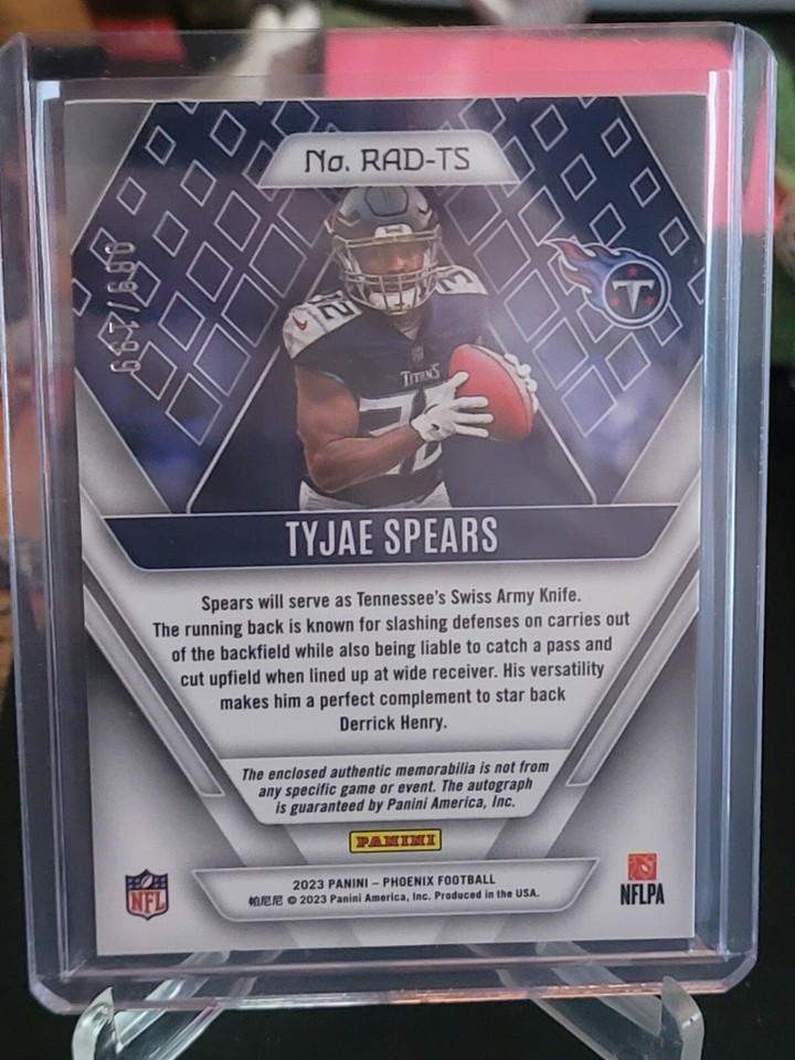 2023 Panini Phoenix Tyjae Spears RPS Rookie Auto Dual Jersey 089/199 | eBay