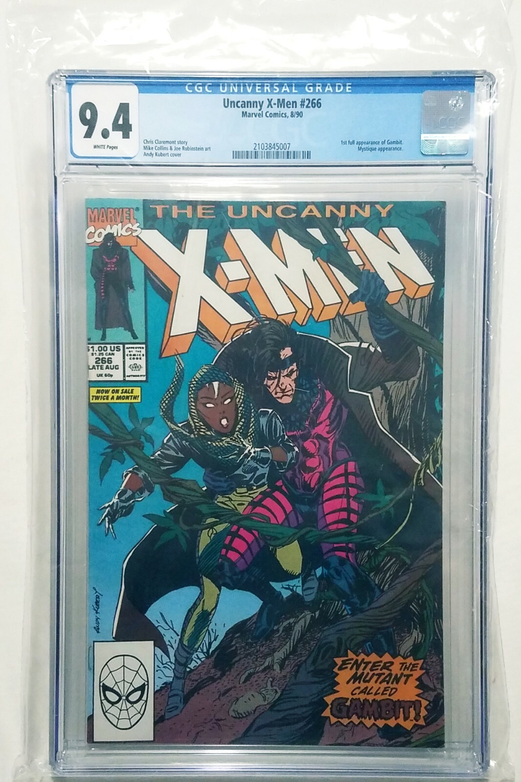 RARE COMIC BOOK UNCANNY X-MEN #266 1ST APPEARANCE GAMBIT CGC 9.4 W ...