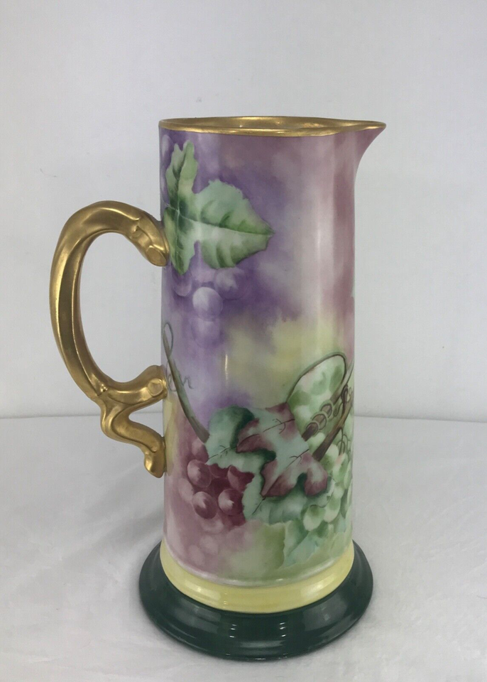 Antique JPL Jean Pouyat Limoges France #559 Tankard Pitcher Grapes Hand ...