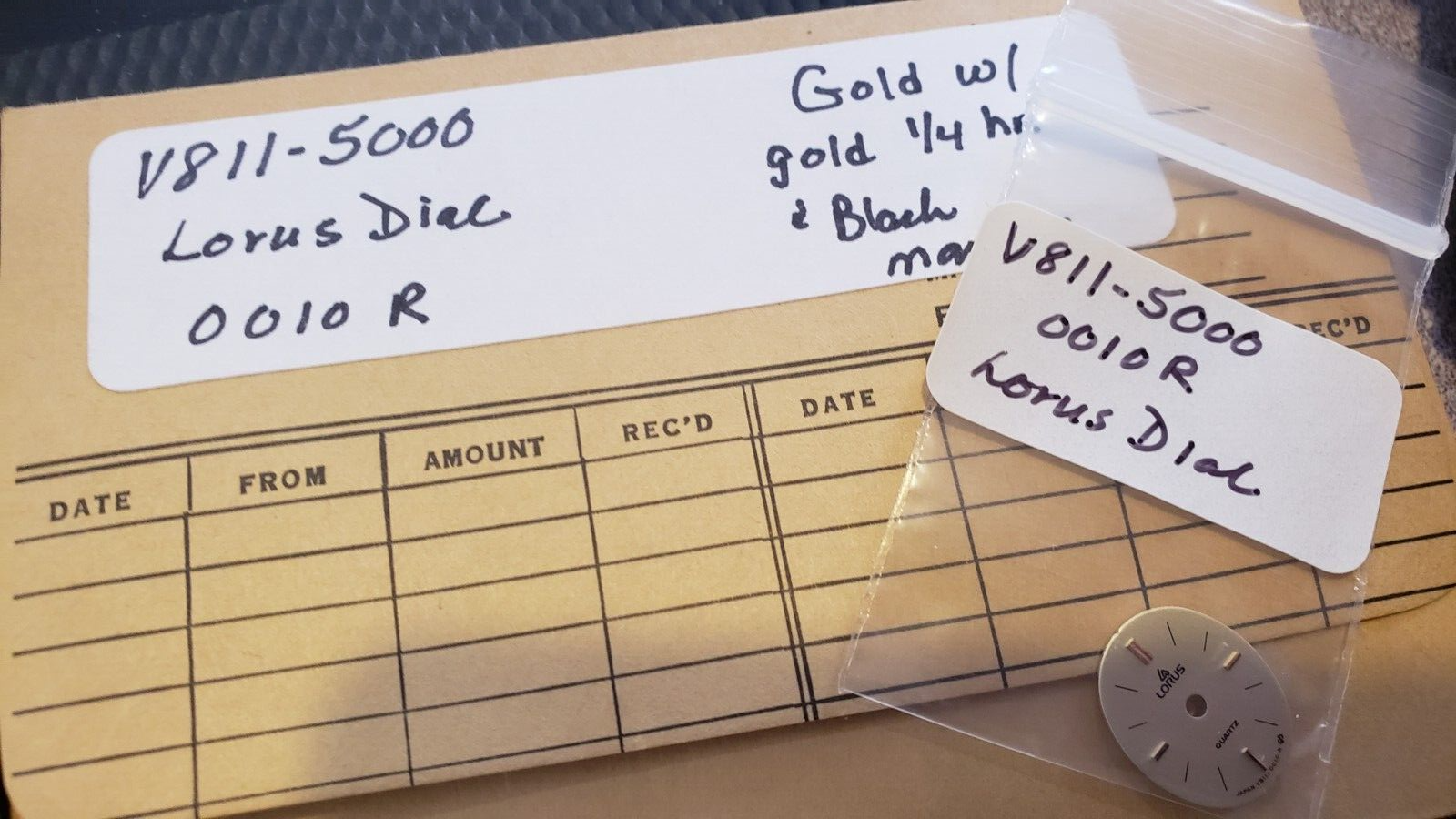 NEW VTG 70's Lorus Oval Gold Watch Dial w/ markers 14mm 1/4 hr. # V811 ...