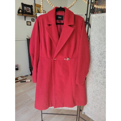 Womens sz 0 (Large (12) red Torrid coat pea coat jacket 2 button style ...