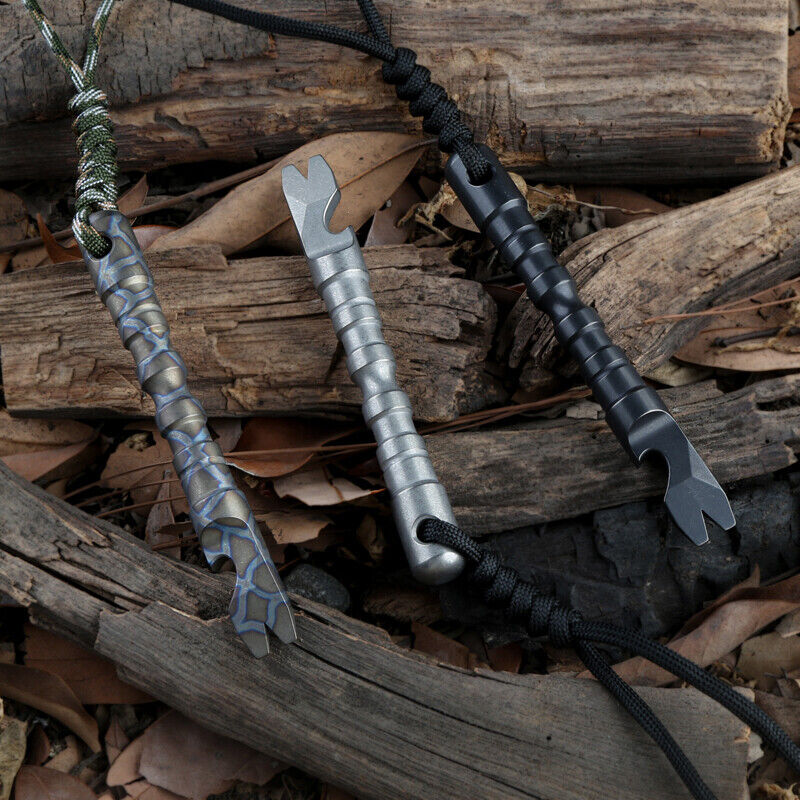 TC4 Titanium Alloy Pry Bar Crowbar Opener Tactical Survival EDC Multi ...