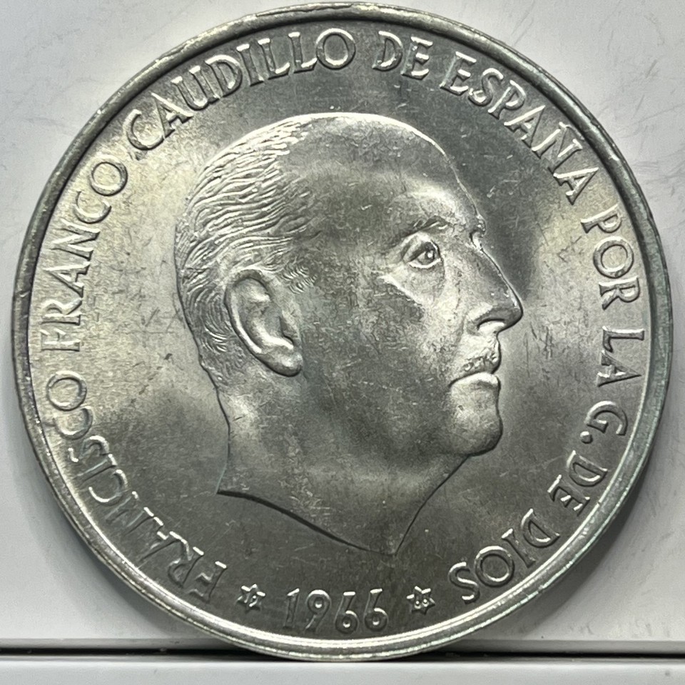 1966 Spain 100 Peseta Silver Coin - Brilliant Uncirculated - Francisco ...
