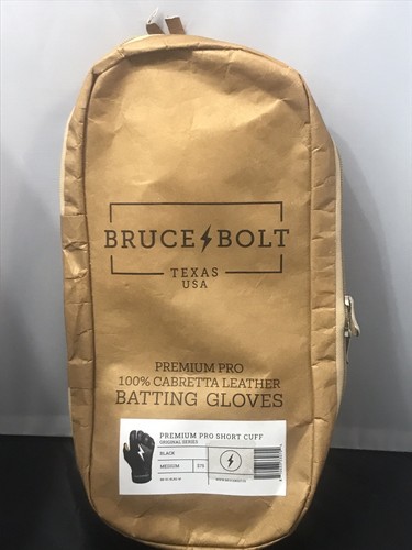 BRUCE BOLT Adults' Premium Pro Short Cuff Batting Gloves MEDIUM BLACK ...