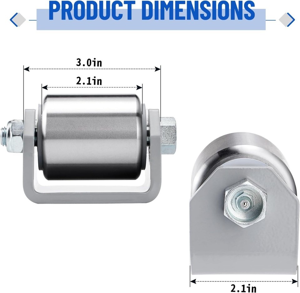 2 Pack 2" Weld-On Heavy Duty Trailer Skid Wheels Steel Caster Rollers ...