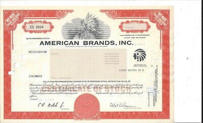 AMERICAN BRANDS INC.......1979 PREFERRED STOCK CERTIFICATE | eBay
