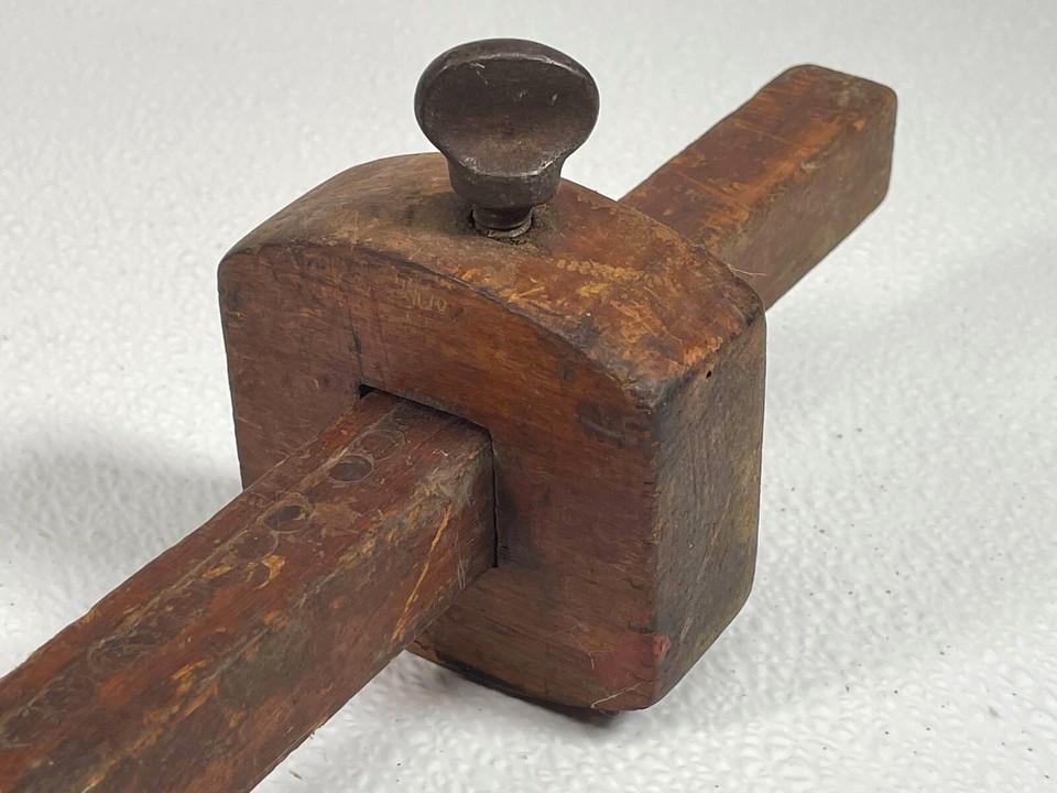 14" Antique Carpenter's Wood Marking Gauge Adjustable Scribe Tool Brass ...