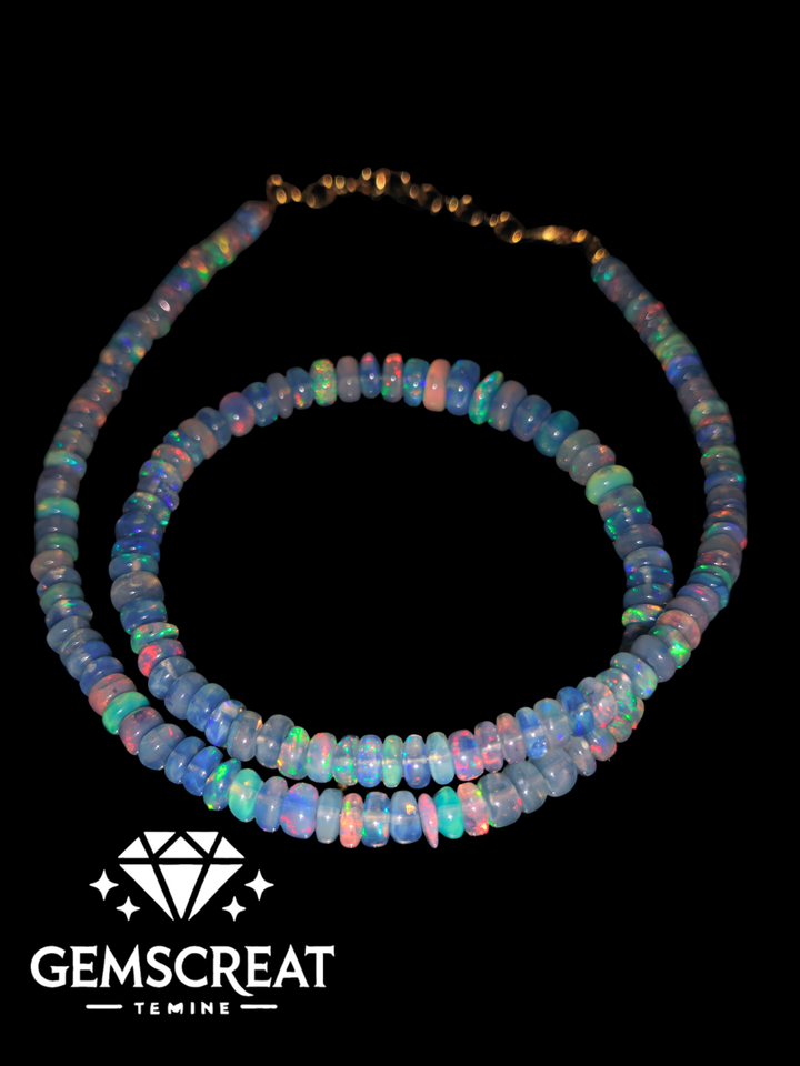 16" Natural Ethiopian Opal Wello Fire Opal Gemstone Bead Necklace ...