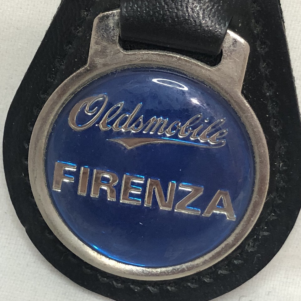 Vtg Oldsmobile Firenza Leather Keychain Metal Car Vehicle Company Logo ...