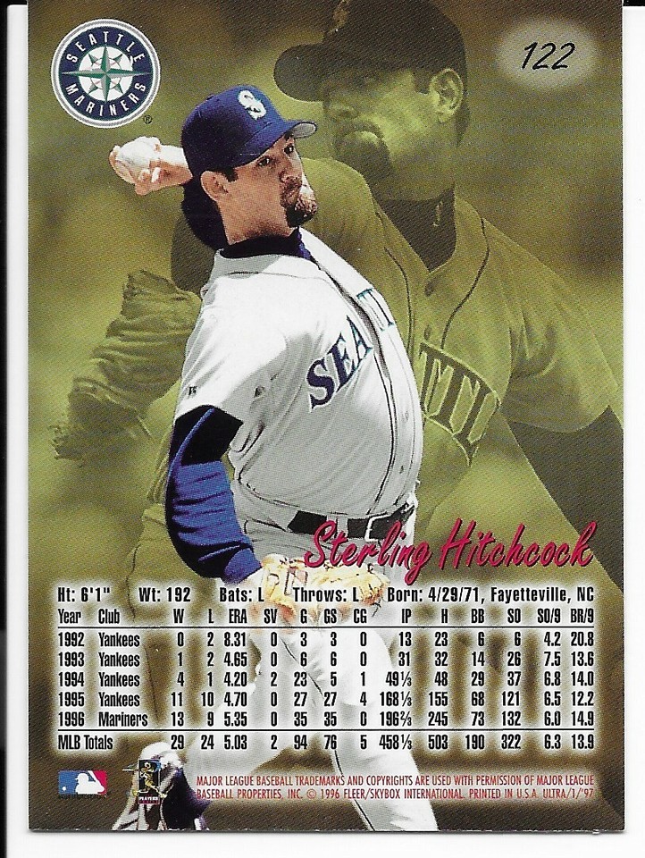 1997 Ultra Seattle Mariners Baseball Card #122 Sterling Hitchcock | eBay