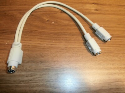 PS2 "Y" SPLITTER ADAPTER 6 PIN MINI DIN MALE TO 2 FEMALE 6 PIN MINI DIN ...